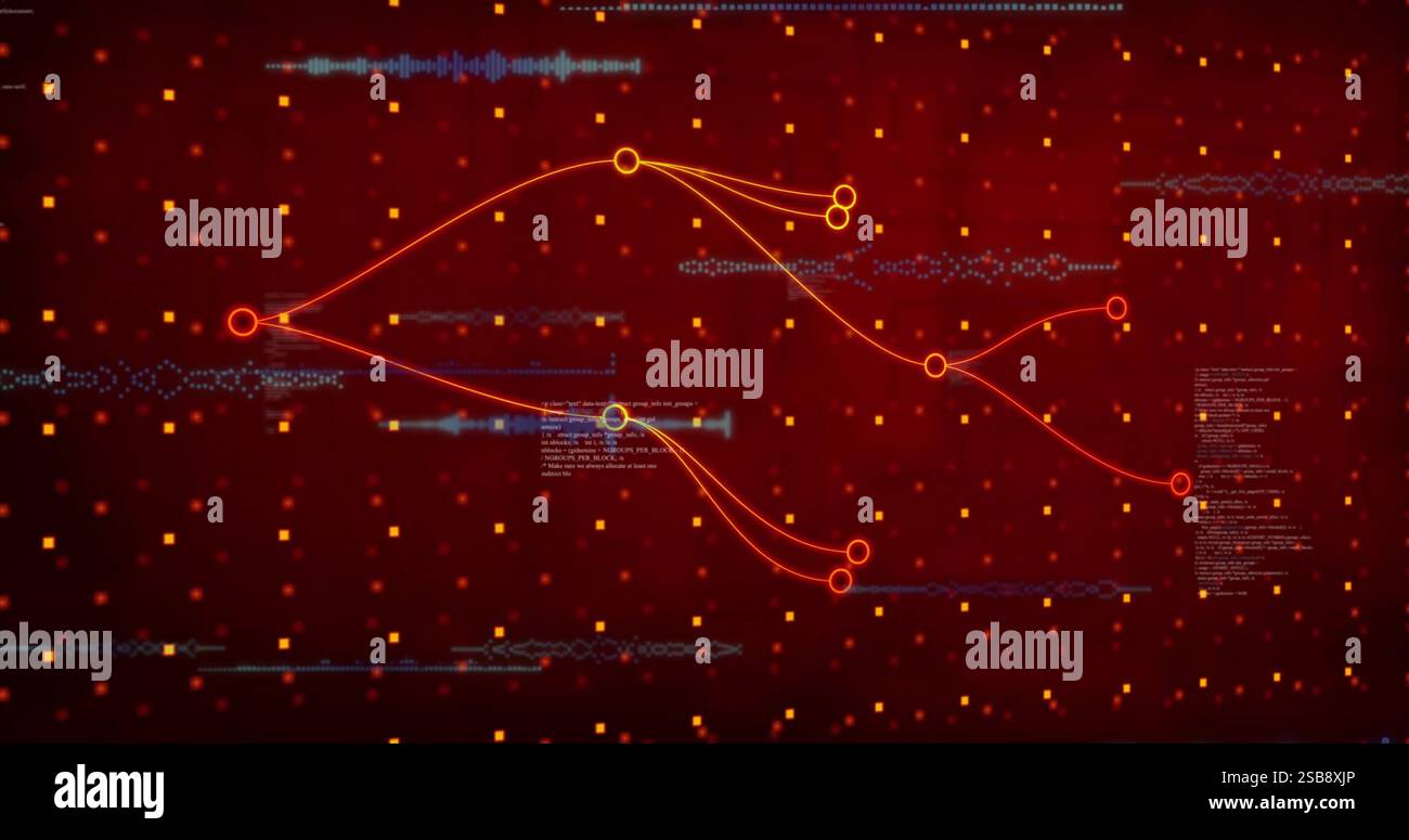 Network connections over red digital hi-res stock photography and ...
