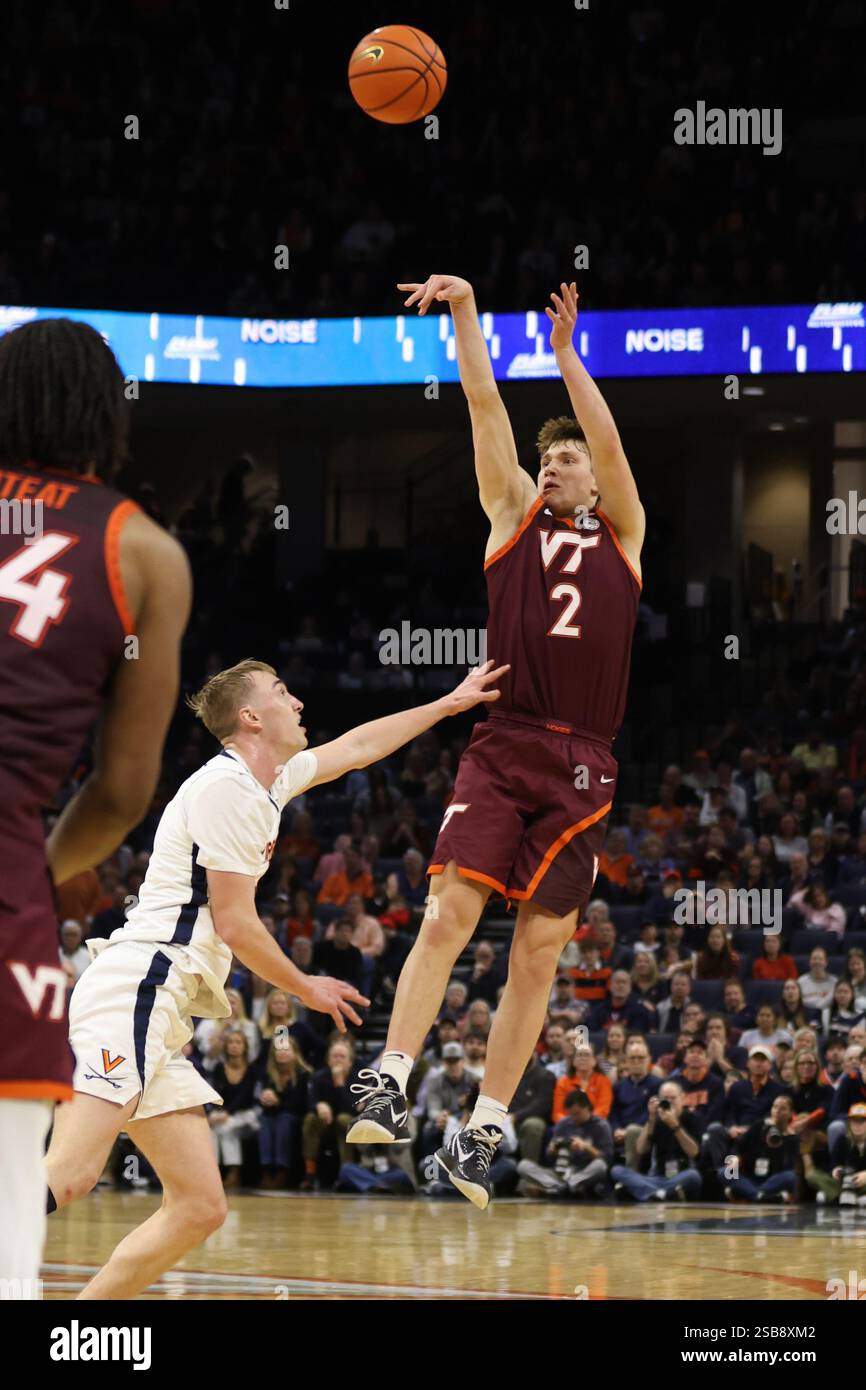 Charlottesville, VA, USA. 1st Feb, 2025. Virginia Tech Hokies guard ...