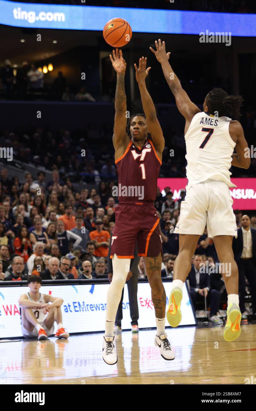 Charlottesville, VA, USA. 1st Feb, 2025. Virginia Tech Hokies forward ...