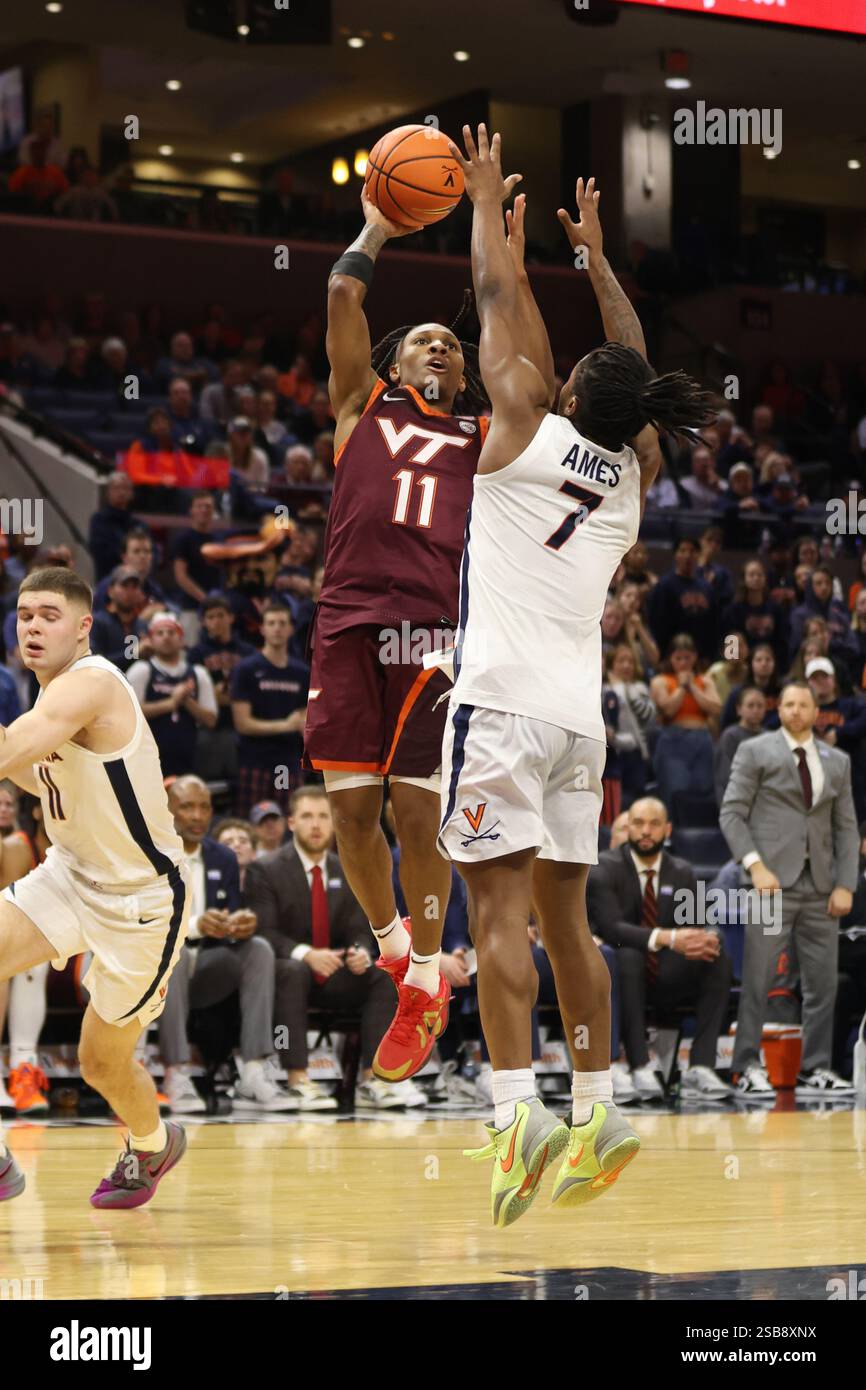 Charlottesville, VA, USA. 1st Feb, 2025. Virginia Tech Hokies guard Ben ...
