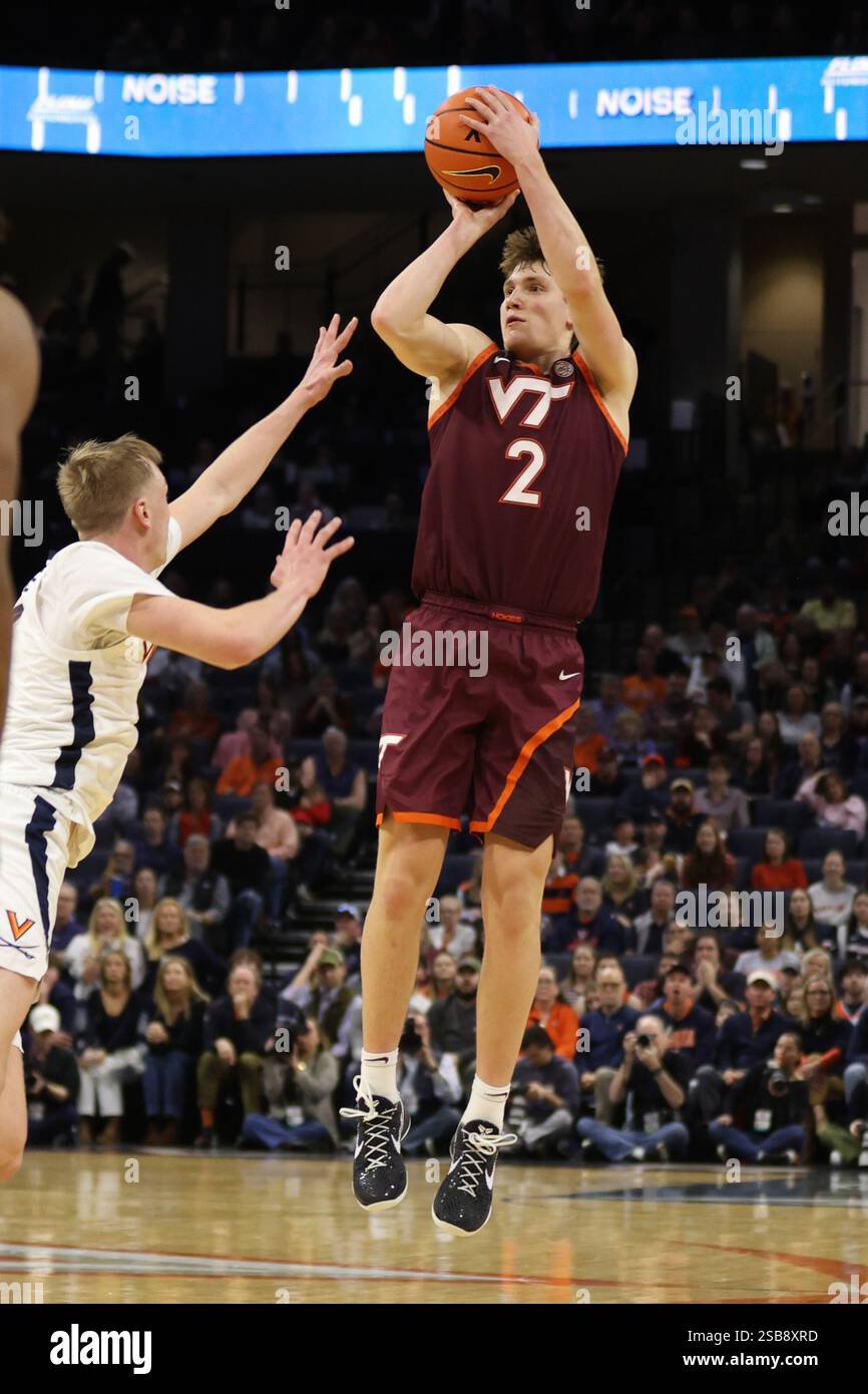 Charlottesville, VA, USA. 1st Feb, 2025. Virginia Tech Hokies guard ...