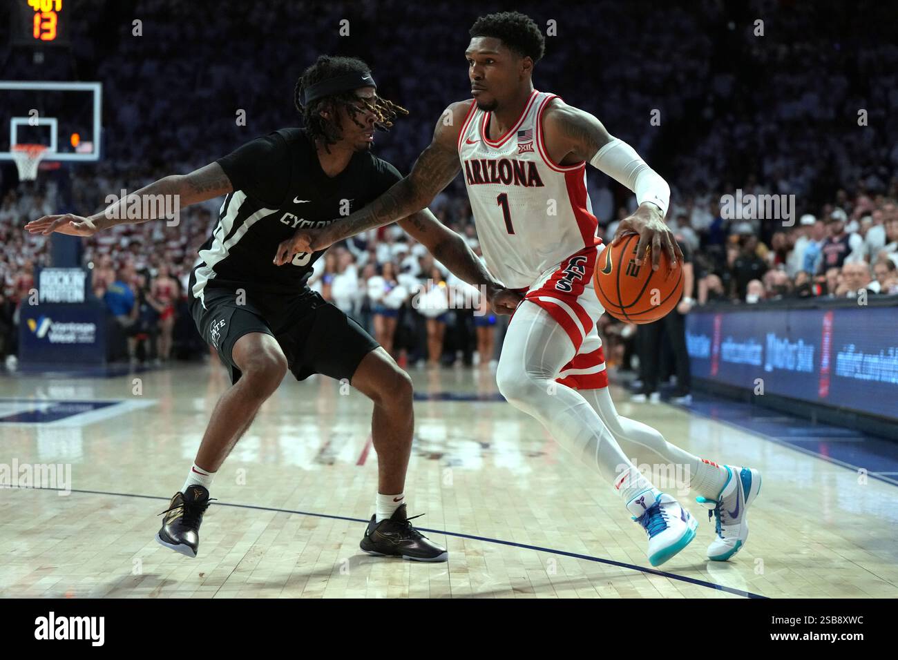 Arizona guard Caleb Love (1) during the first half of an NCAA college ...