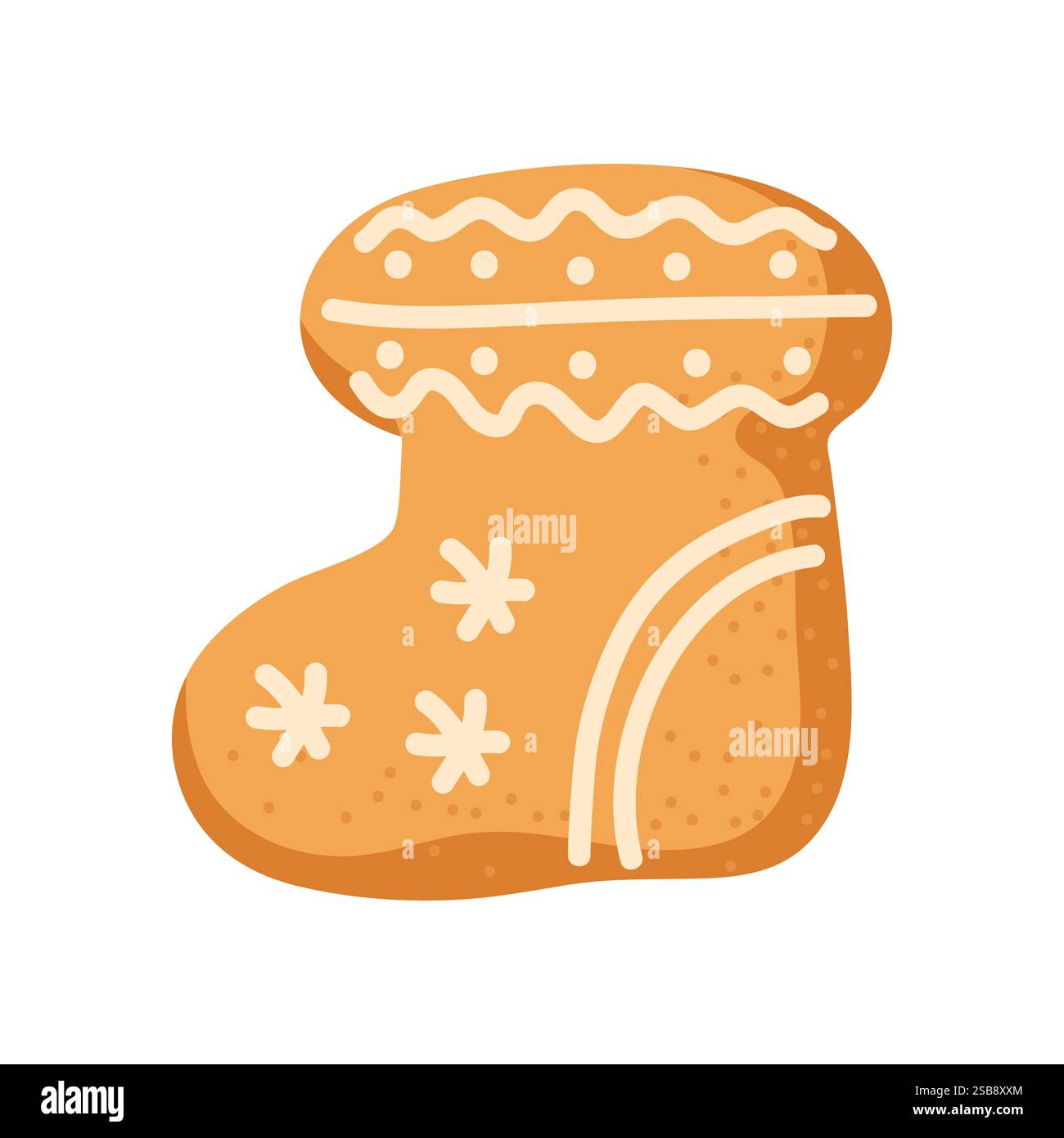 Gingerbread cookie shaped like a Christmas stocking decorated with ...