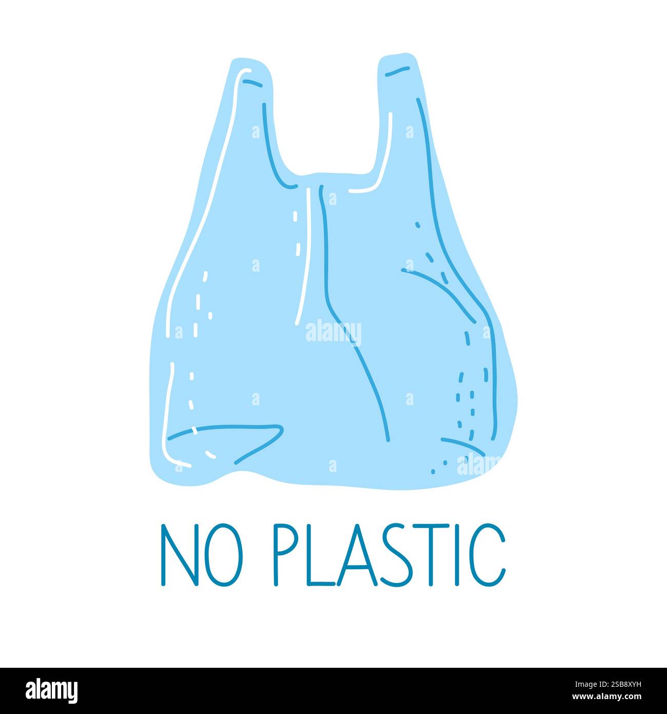 A blue reusable bag promoting the message against plastic use in an eco ...