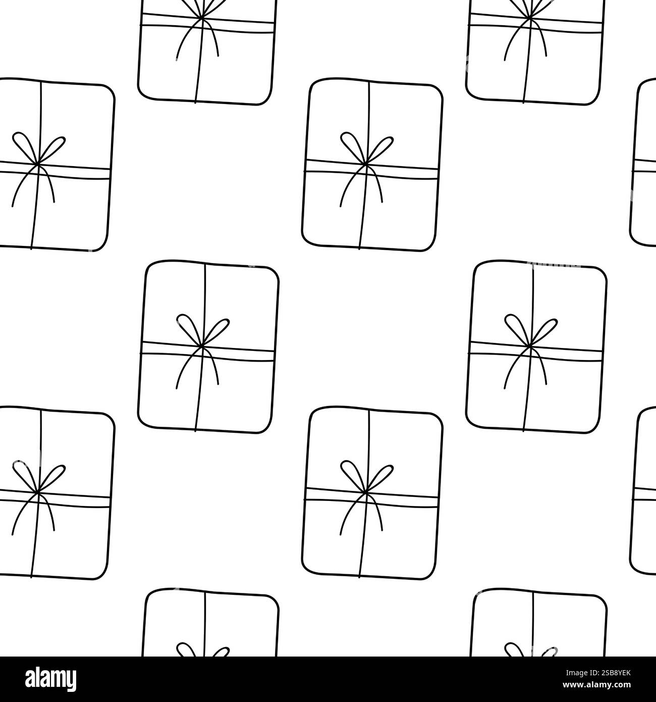 Gift wrapping pattern featuring simple line drawings of presents on a ...
