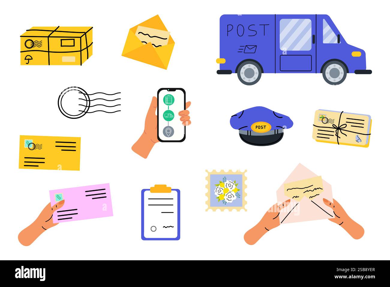 Bright red post office mailbox standing alone on a sidewalk in an urban ...