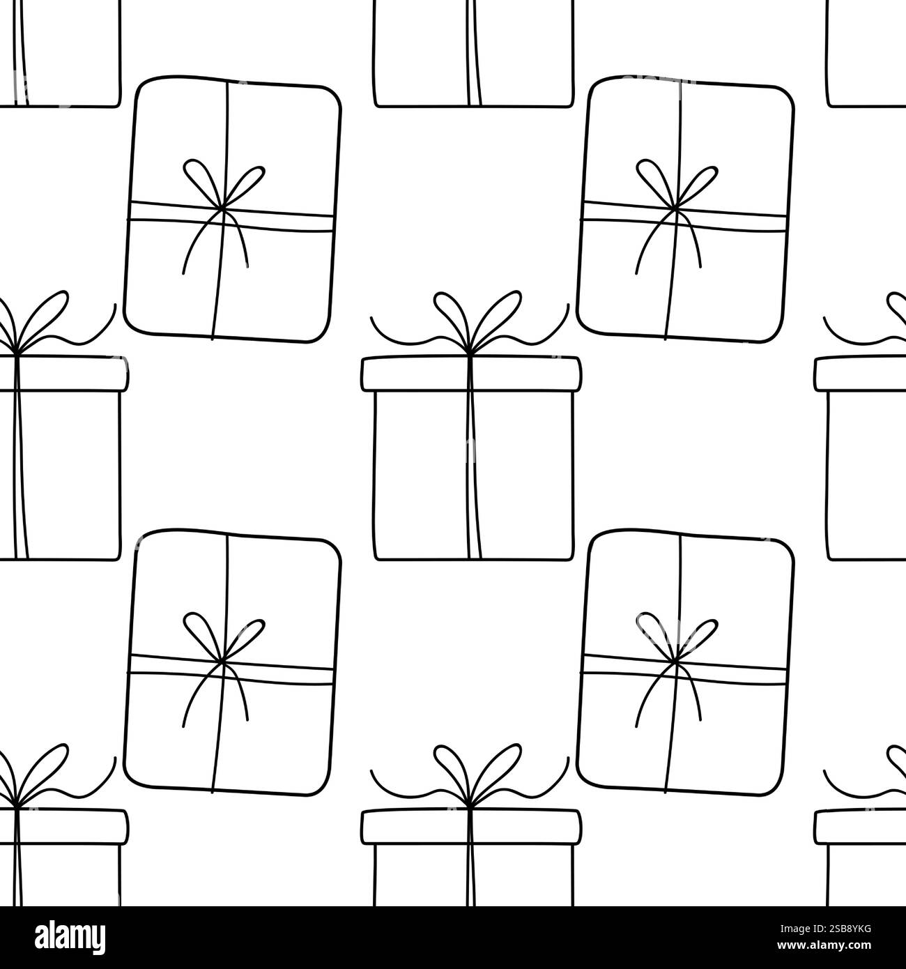 Simple line art design featuring wrapped gift boxes on a white ...