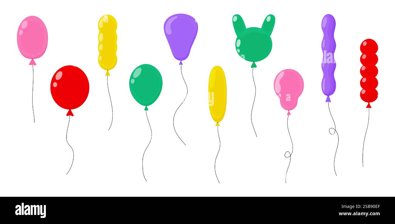 Colorful balloons in various shapes and sizes for celebrations and ...