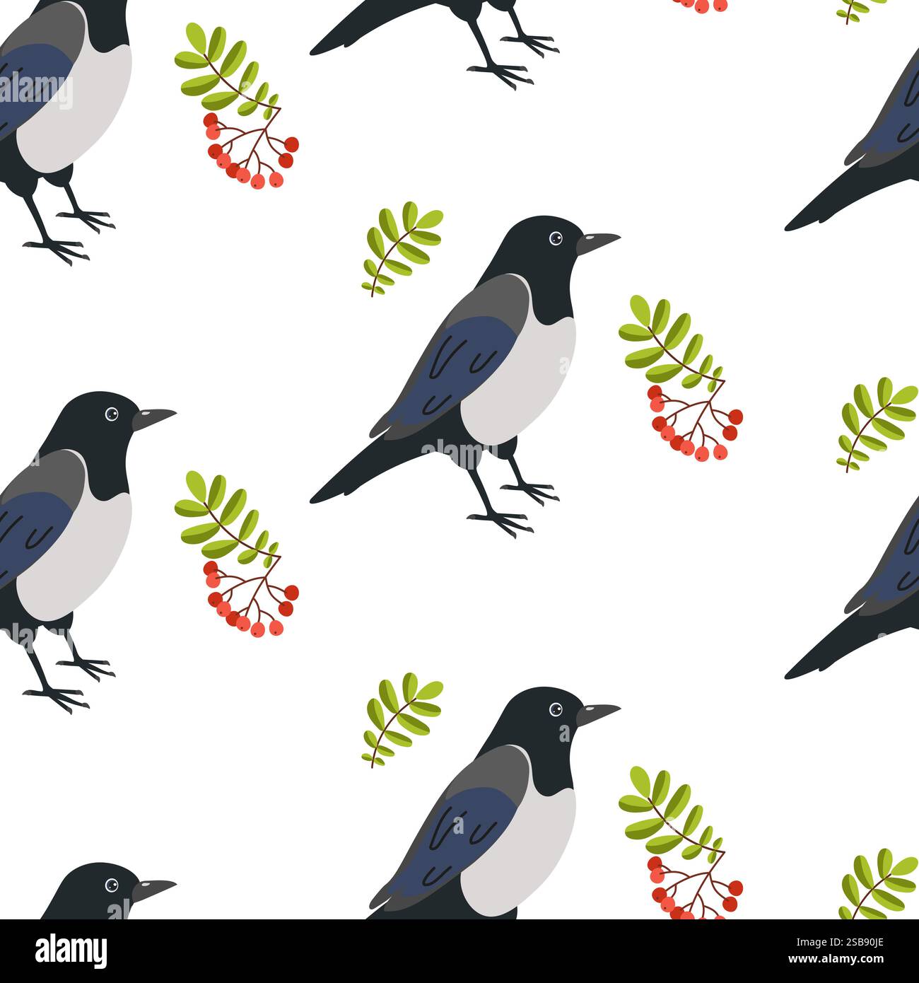 Colorful pattern design featuring stylized birds and foliage on a white background Stock Vector ...