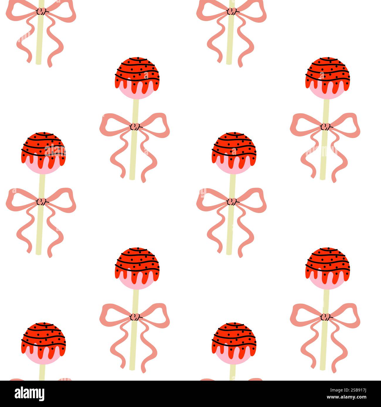 Colorful cake pops with decorative bows on a white background Stock ...