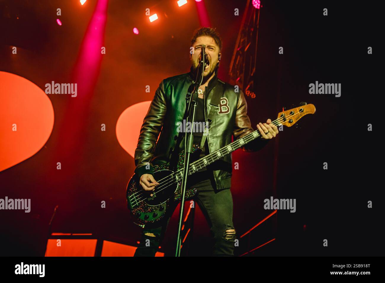 Jamie Mathias of Bullet for My Valentine performs live at the O2 Arena ...