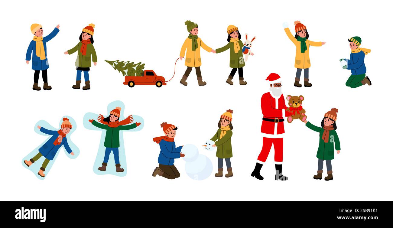 Festive winter activities with children celebrating the holiday season ...