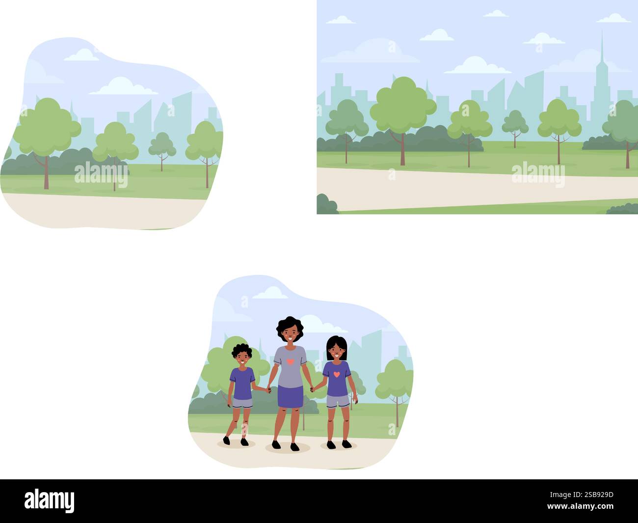 Children walking sunny day Stock Vector Images - Alamy