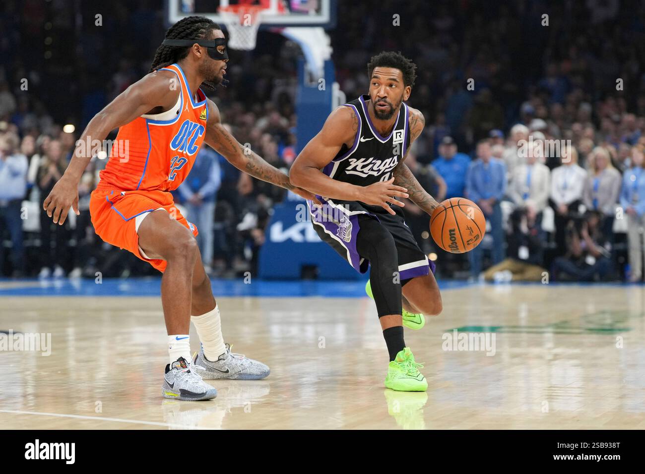 Sacramento Kings guard Malik Monk, right, drives past Oklahoma City ...