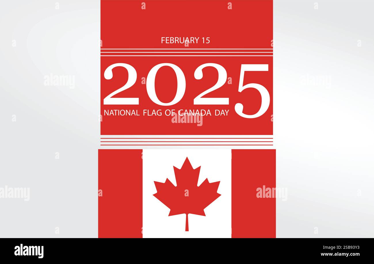 A digitally designed illustration celebrating National Flag of Canada Day on February 15 Stock ...