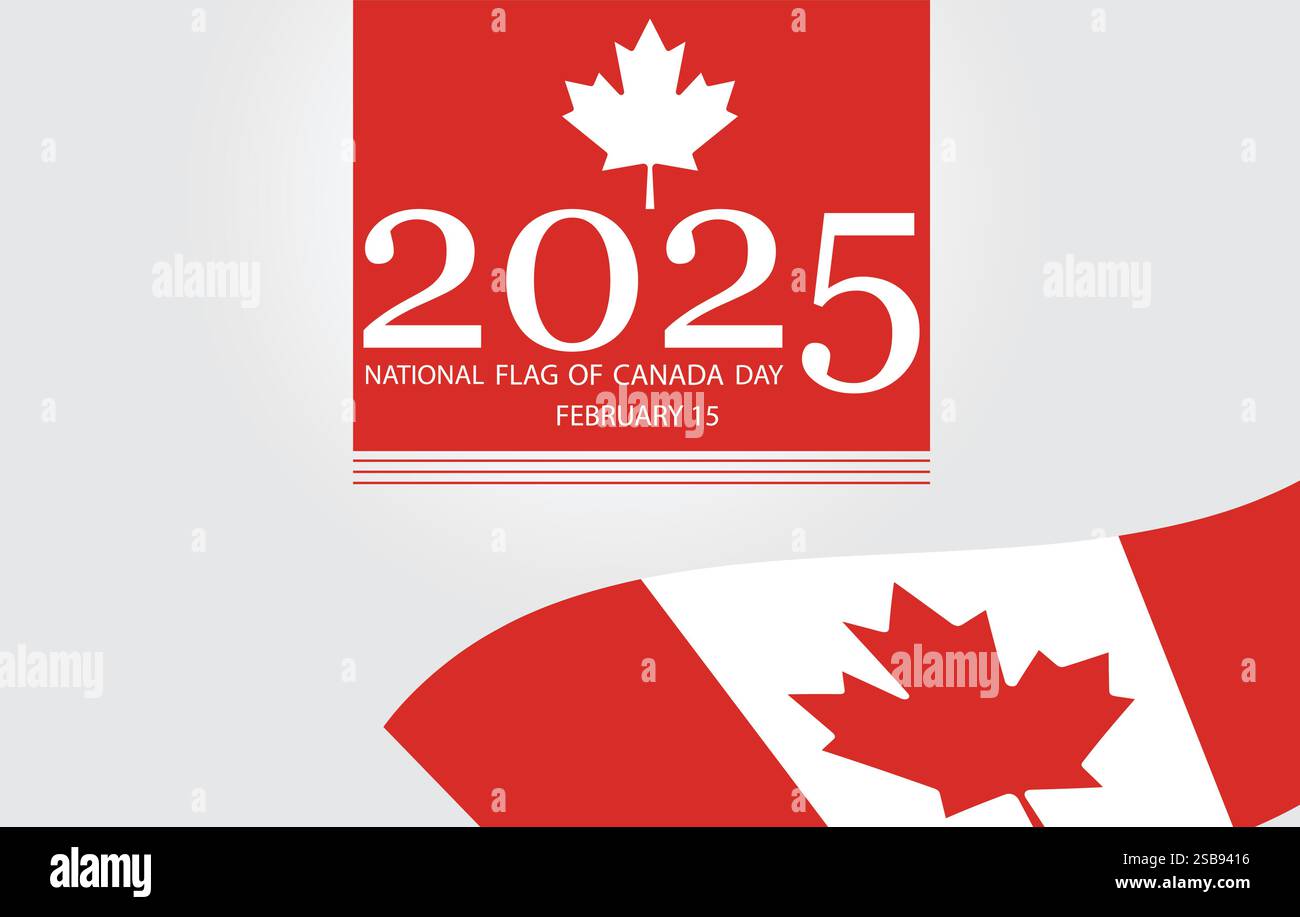 A digitally designed illustration celebrating National Flag of Canada Day on February 15 Stock ...