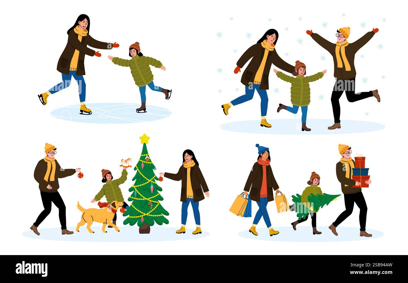 Family enjoys winter activities and celebrates holiday traditions ...