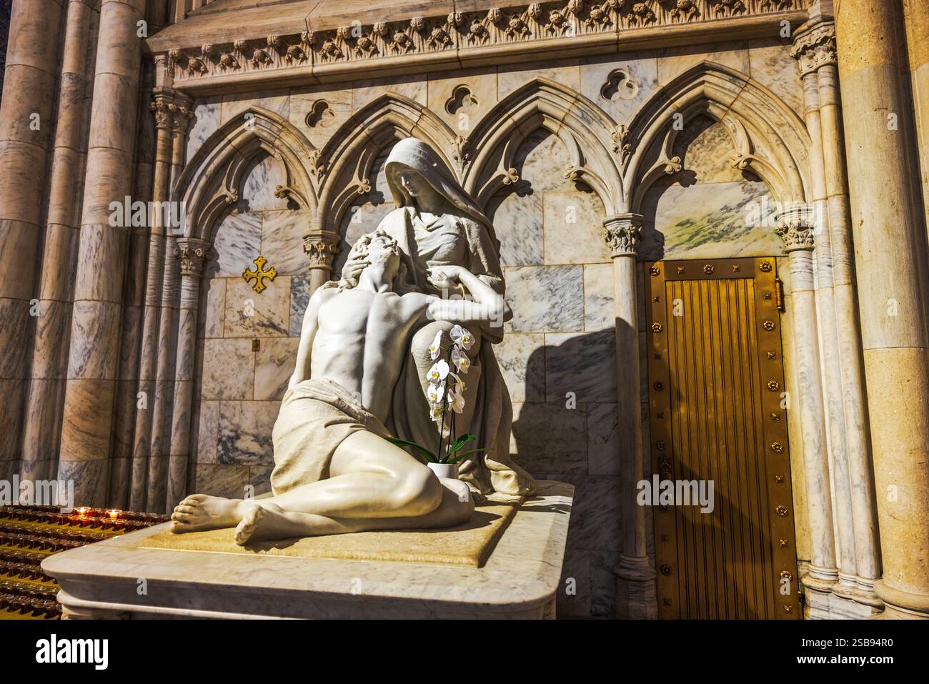 Marble Pieta sculpture depicting the Virgin Mary holding Jesus after ...