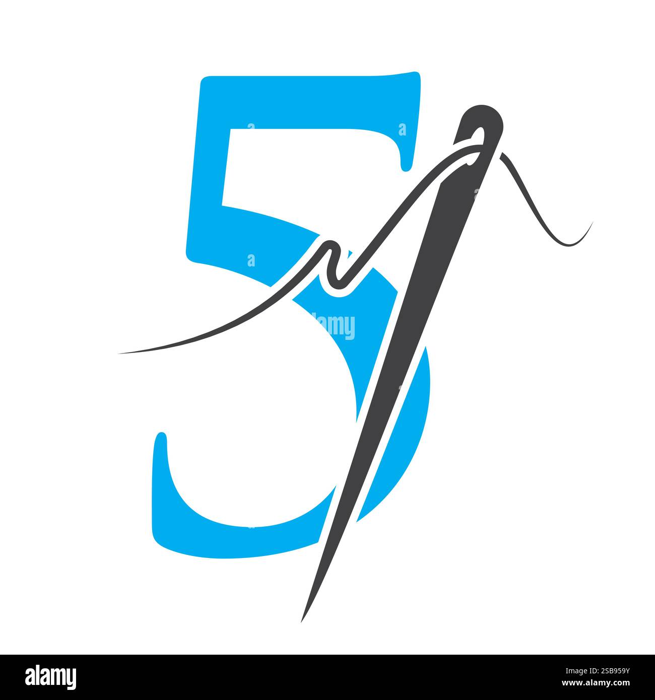 Letter 5 Sewing Needle Logo Design for Embroider, Textile, Fashion ...