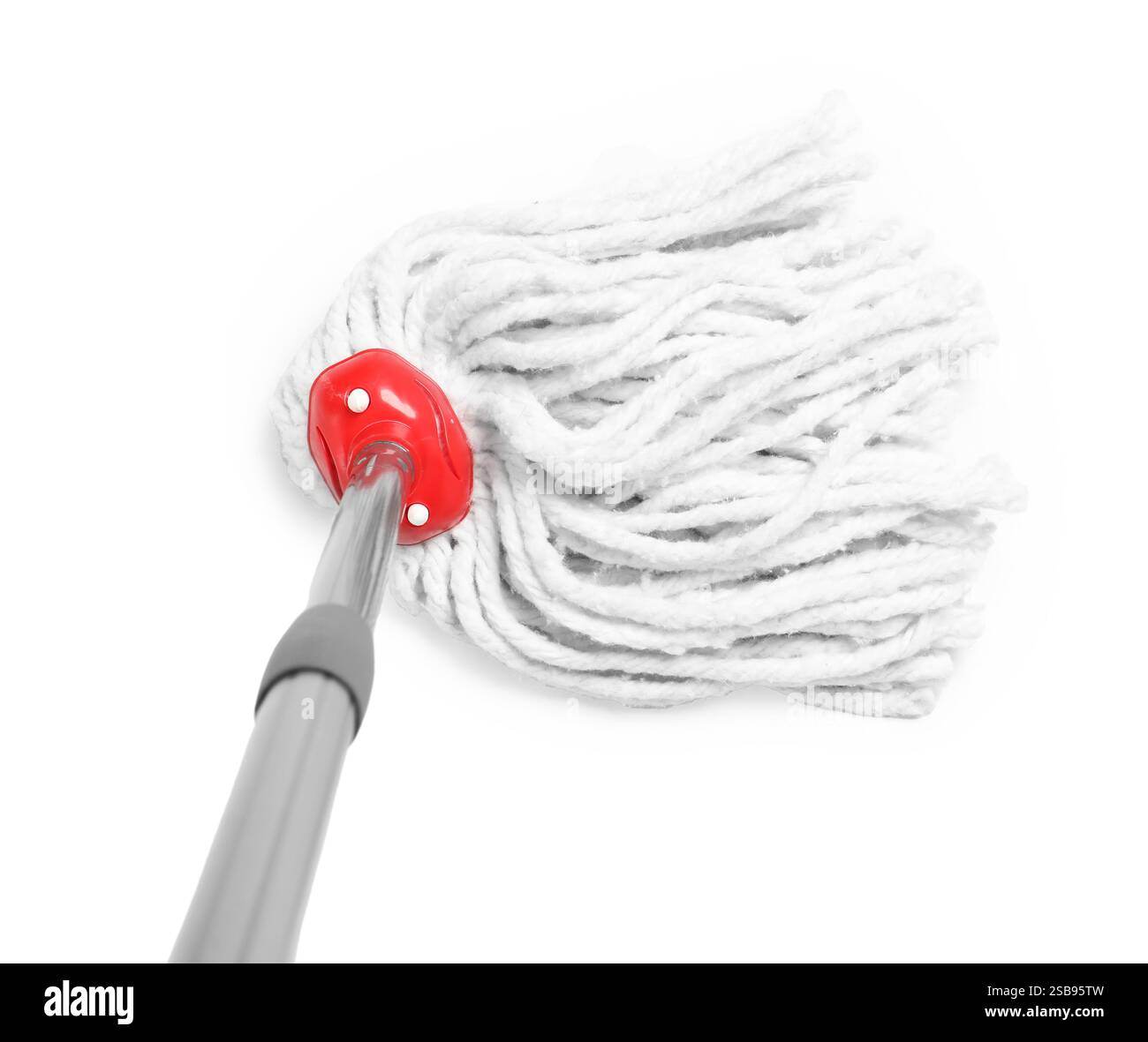 String mop isolated on white, above view. Cleaning equipment Stock ...