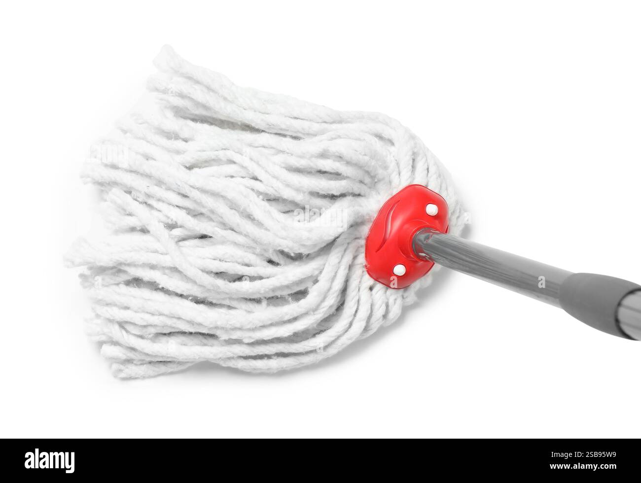 String mop isolated on white, above view. Cleaning equipment Stock ...