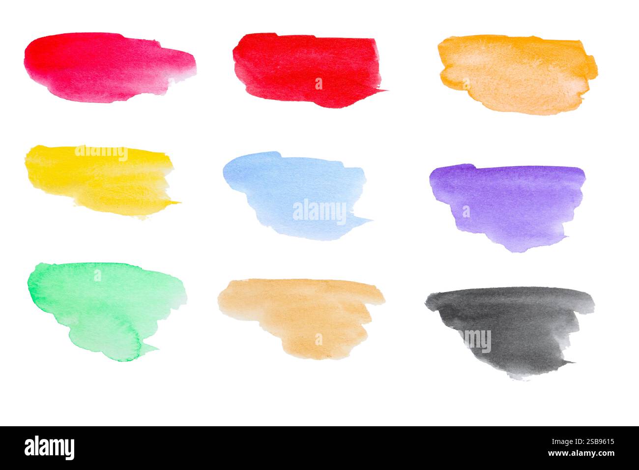 Watercolor, painted color samples on white paper Stock Photo - Alamy