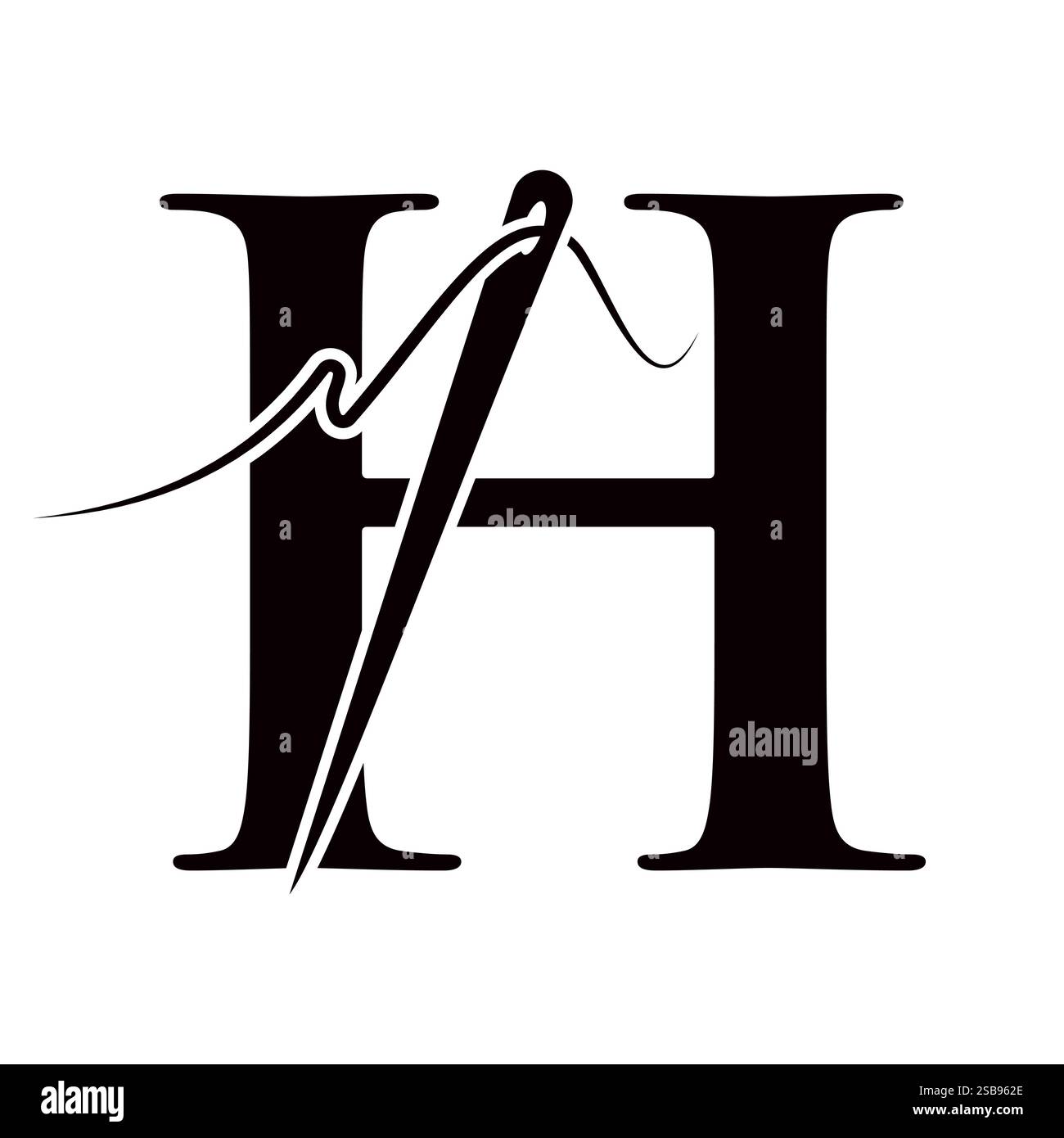 Letter H Sewing Needle Logo Design for Embroider, Textile, Fashion ...
