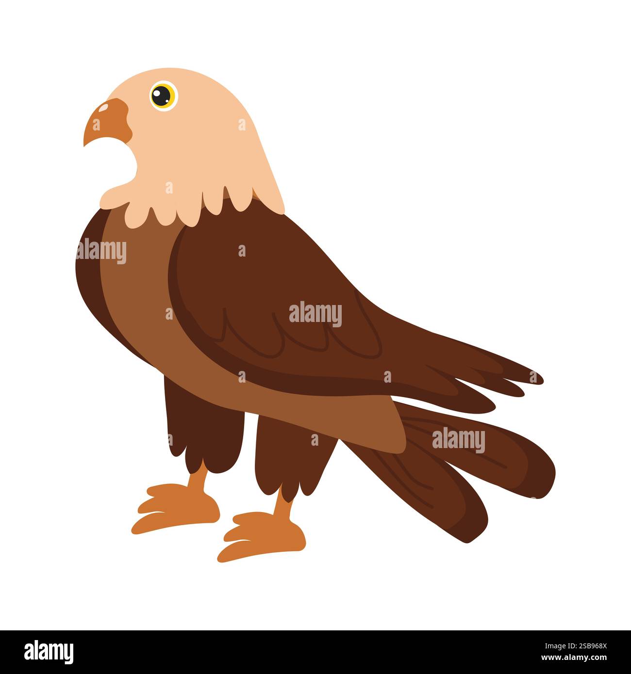Brown eagle with a light head standing on the ground in a simple style Stock Vector Image & Art ...