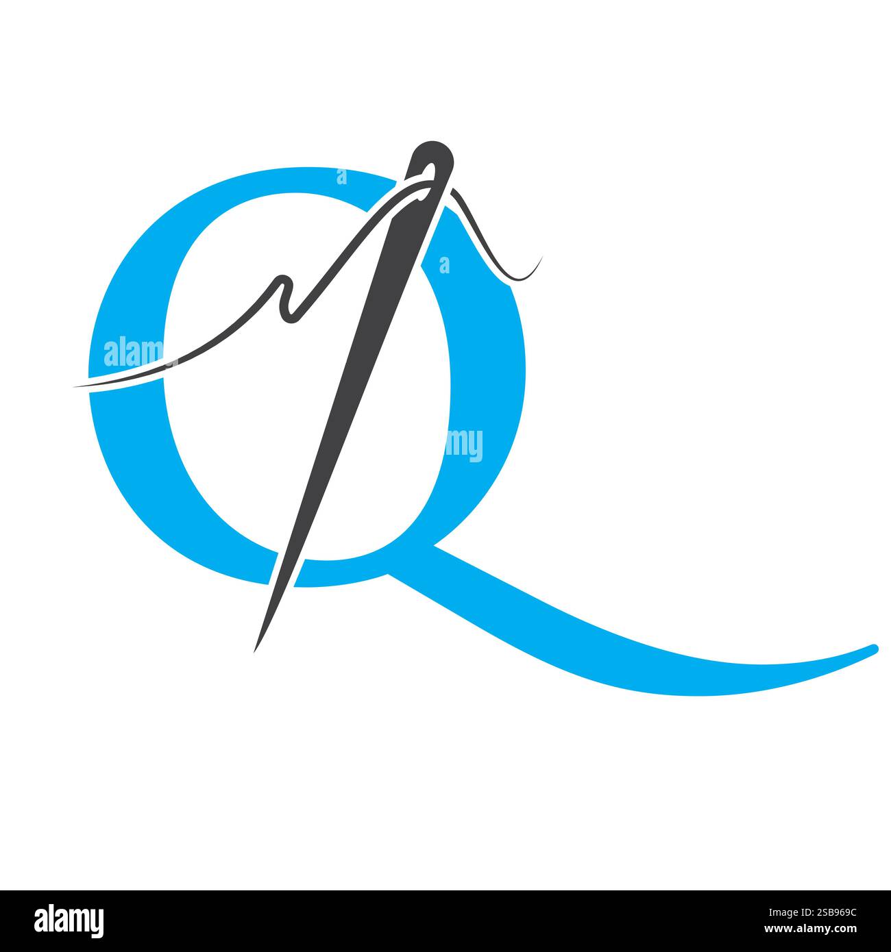 Letter Q Sewing Needle Logo Design for Embroider, Textile, Fashion ...