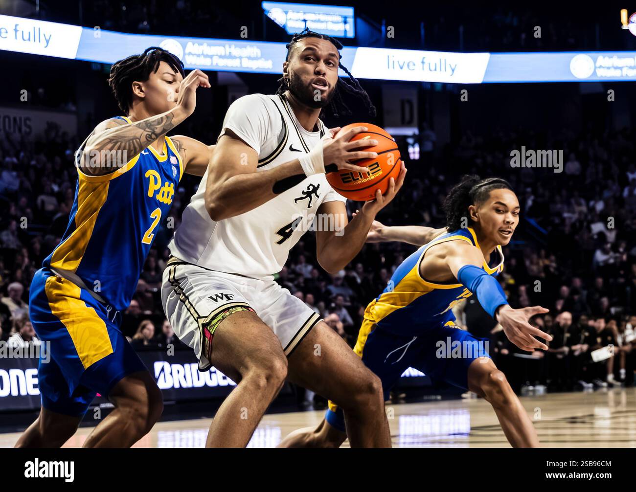 February 1, 2024: Wake Forest center Efton Reid III (4) looks to go to ...