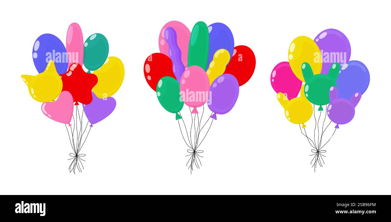 Colorful balloons in various shapes and sizes for a joyful celebration ...