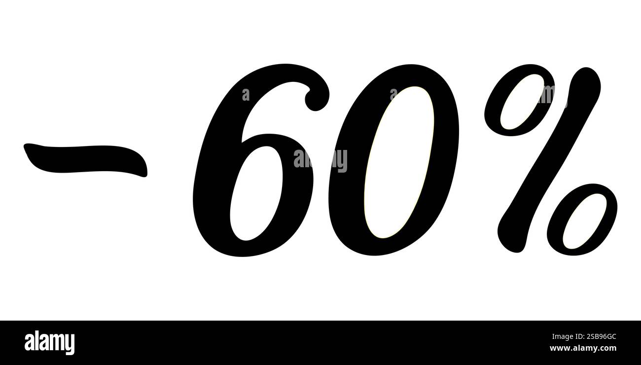Discount sign indicating savings of sixty percent for retail shoppers ...