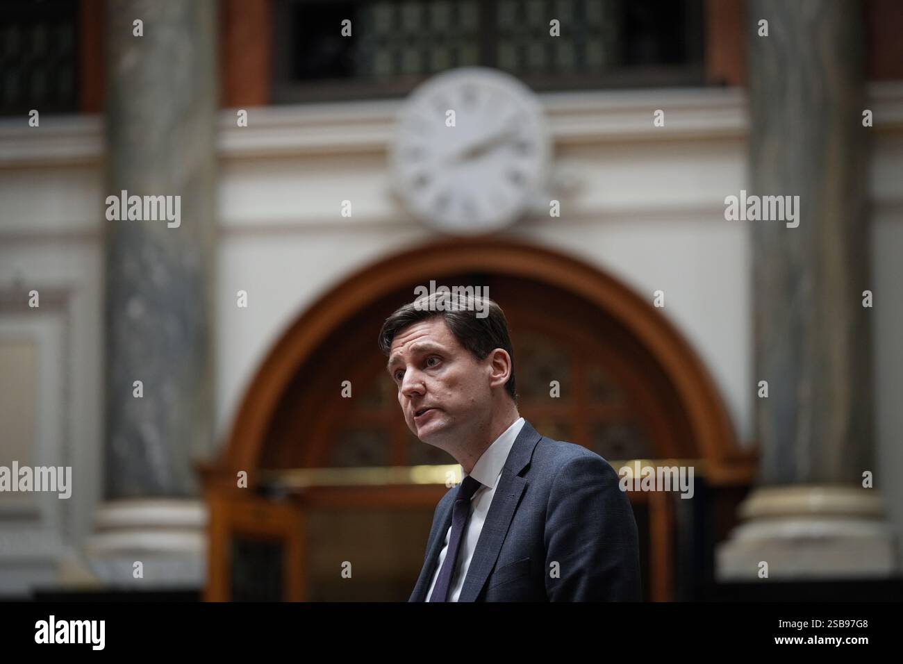 Victoria, Canada. 30th Jan, 2025. B.C. Premier David Eby speaks in the ...