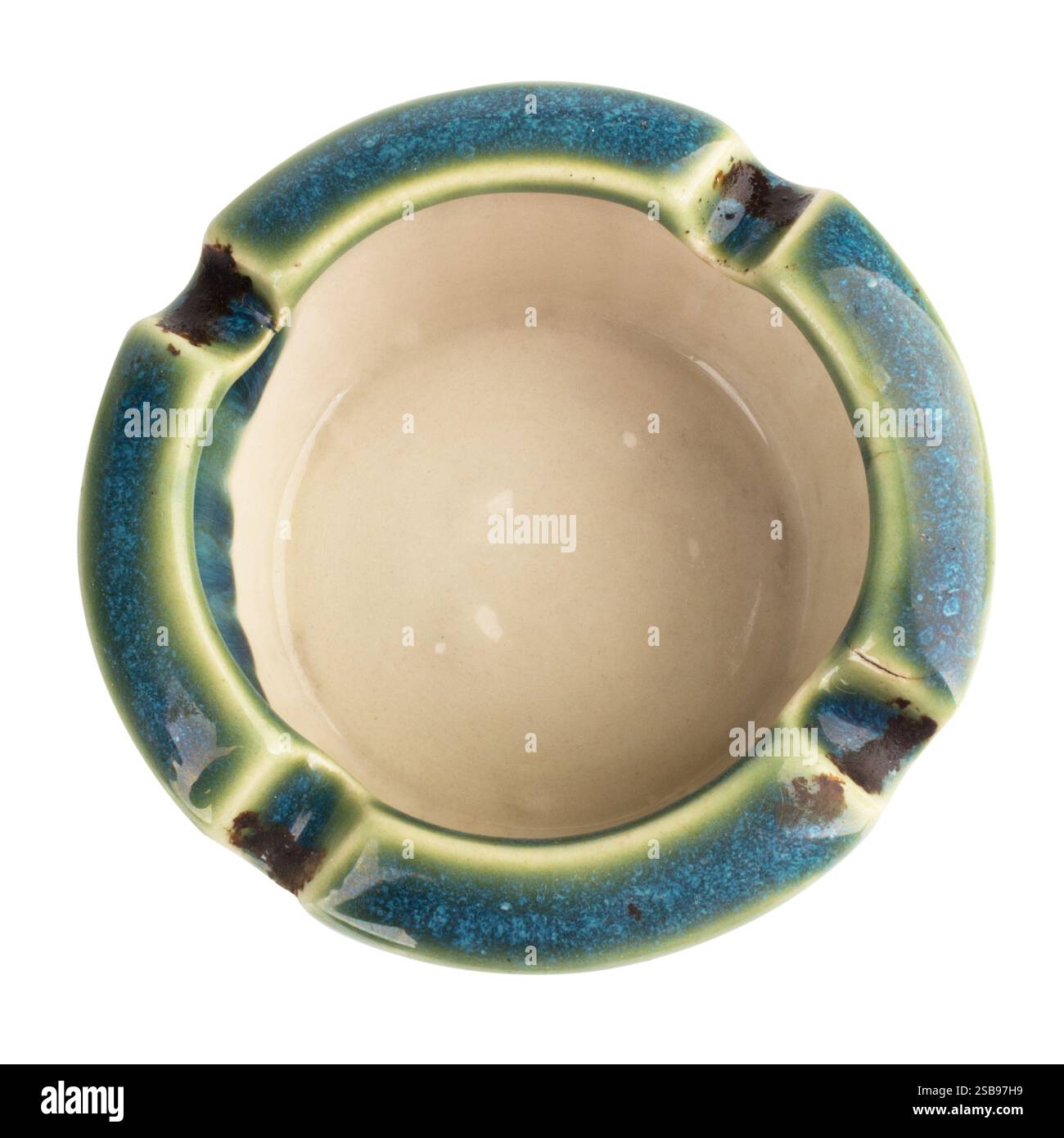 Ceramic ashtray top view isolated on white background Stock Photo - Alamy