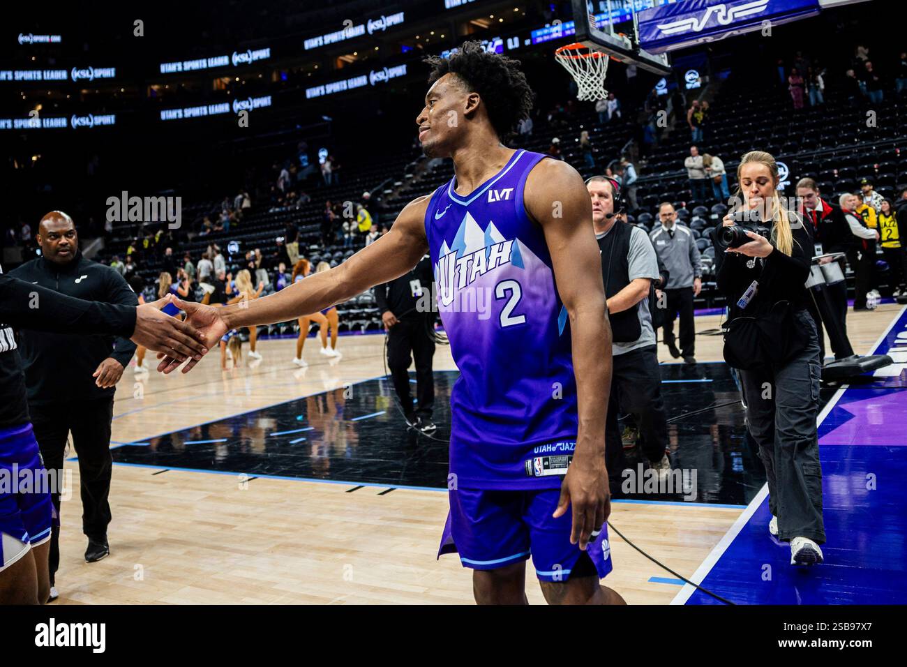 Utah Jazz guard Collin Sexton (2) celebrates following an NBA ...