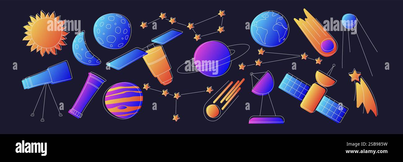 Diverse Group of Space Objects Stock Vector Image & Art - Alamy