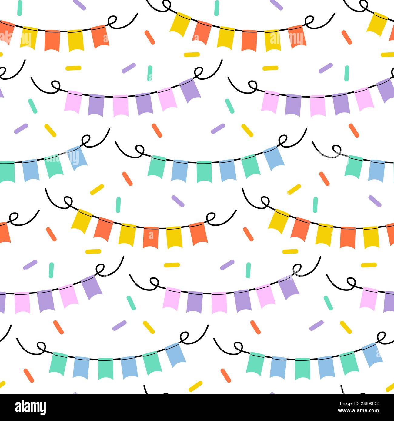 Colorful festive banners and confetti create a joyful atmosphere for ...