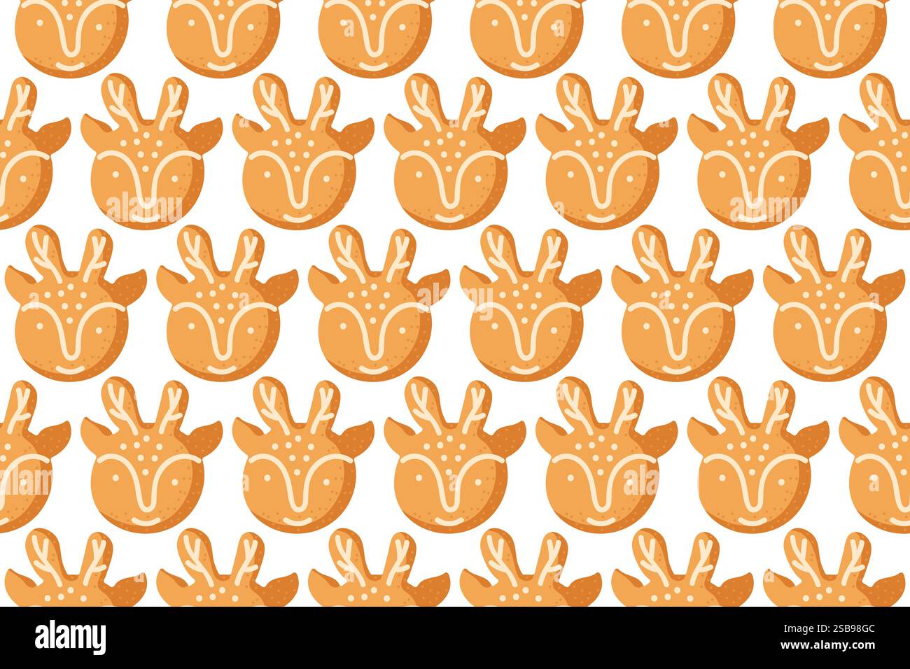 Pattern design featuring stylized deer heads in warm tones on a white ...