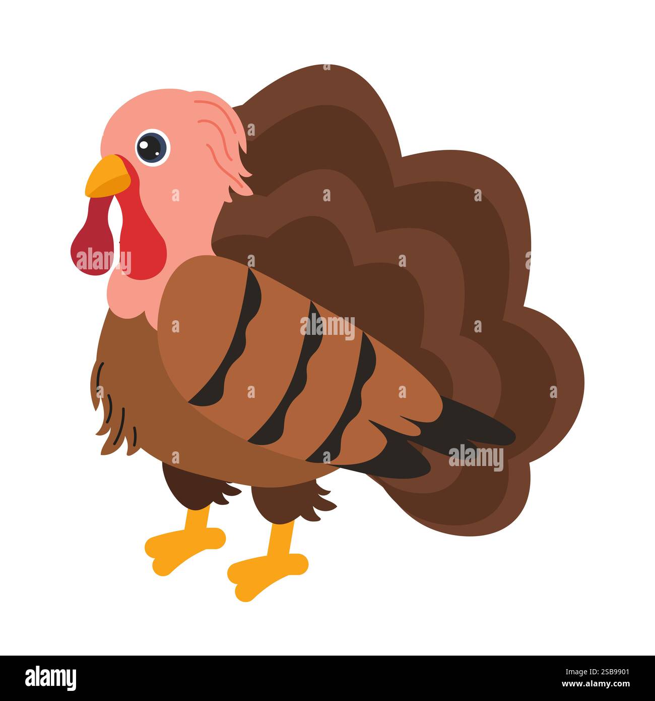 Colorful cartoon turkey standing proudly with festive plumage for ...