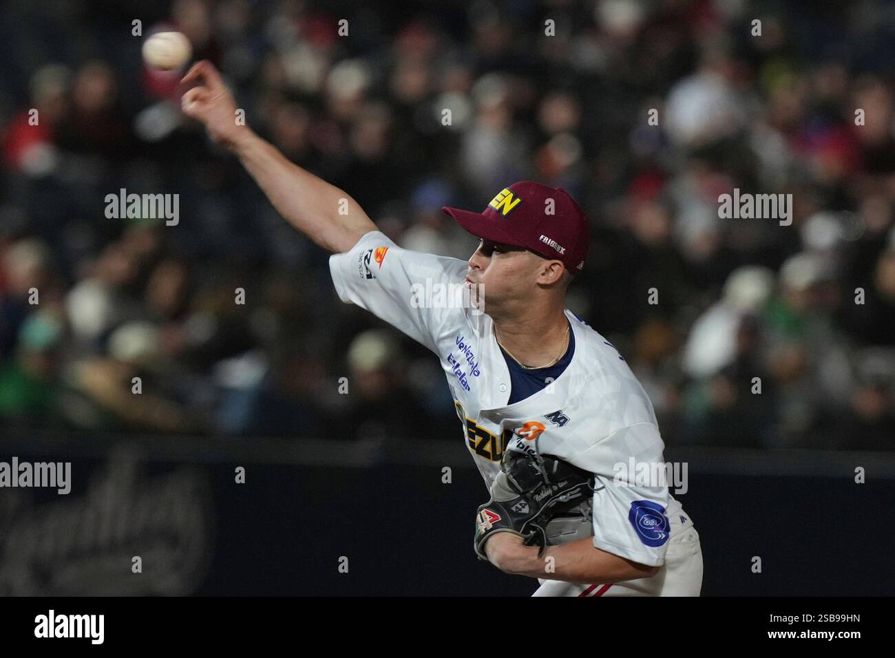 Venezuela pitcher James Endersby throws against Mexico in the first ...