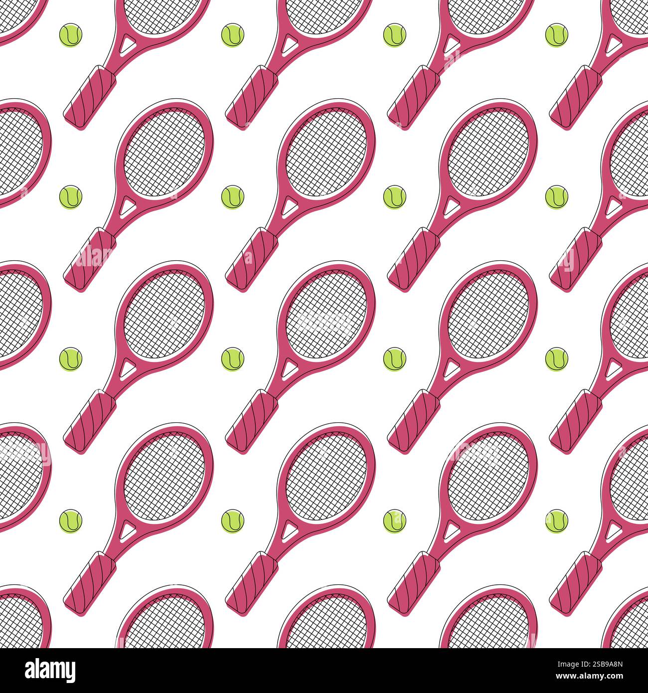 Colorful Tennis rackets and balls. Sport equipment, fitness concept ...