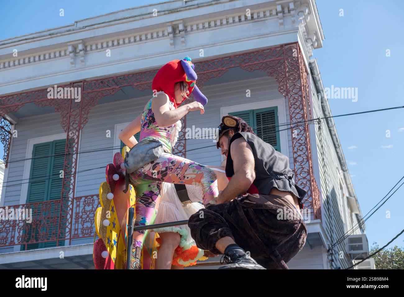 NEW ORLEANS, LA, USA - FEBRUARY 13, 2018: Float riders in the in the St ...