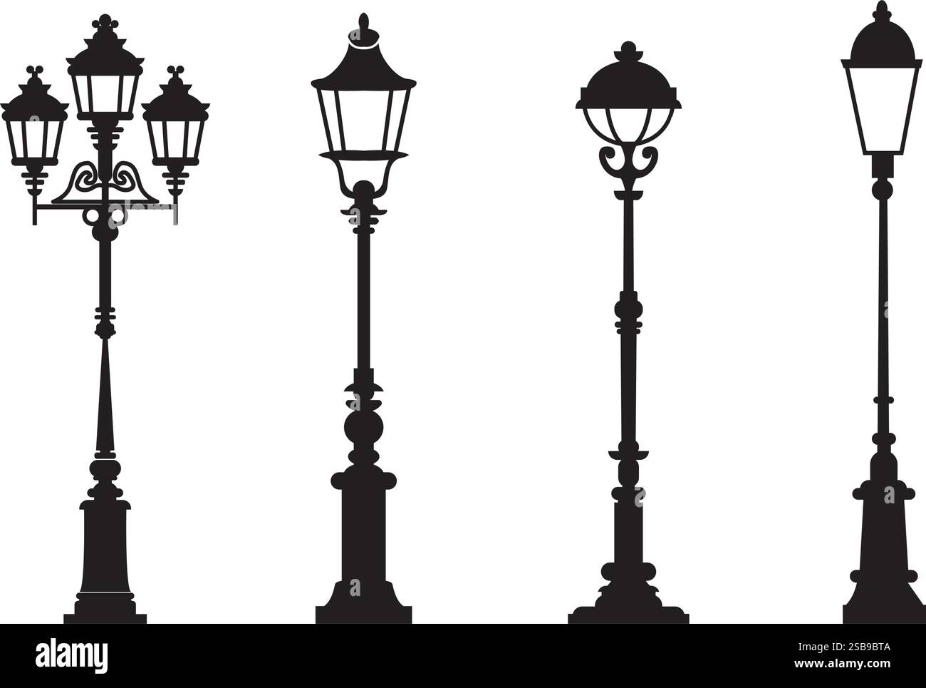 Ornate Street Lamp Silhouettes vector Stock Vector Image & Art - Alamy
