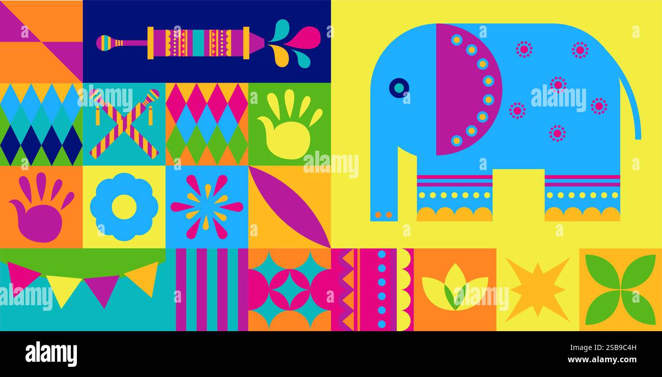 Holi Elephant Festival Vector illustration Stock Vector Image & Art - Alamy