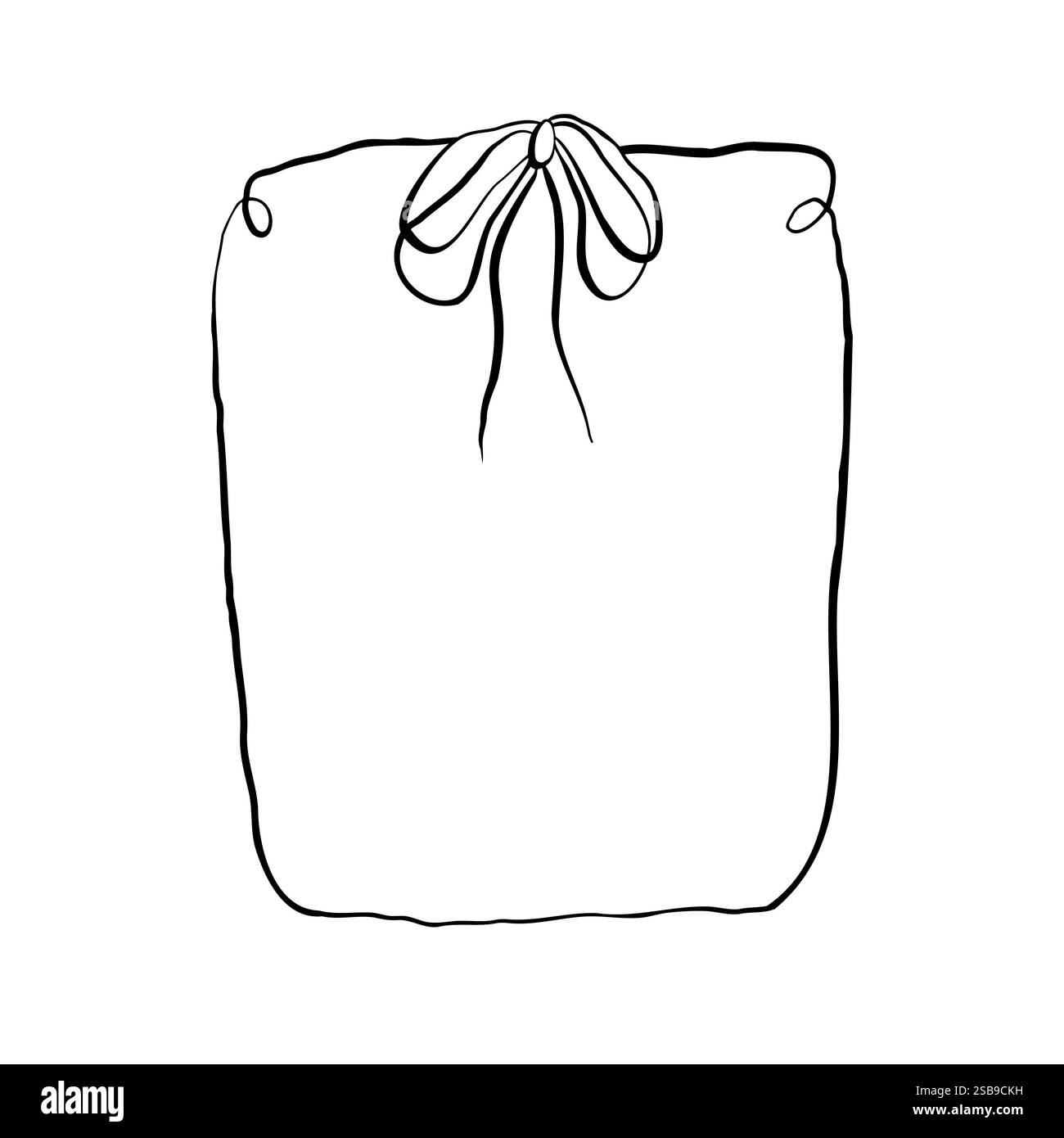 Whimsical rectangular border frame with bow ribbon hand drawn scribble ...