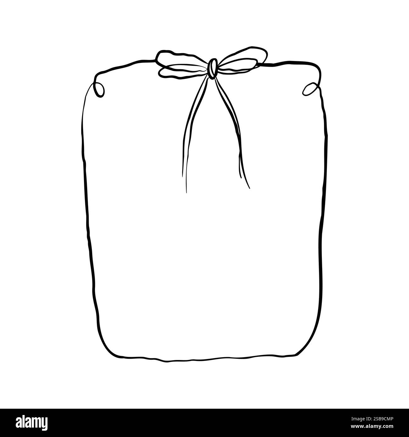 Whimsical rectangular border frame with bow ribbon hand drawn scribble ...
