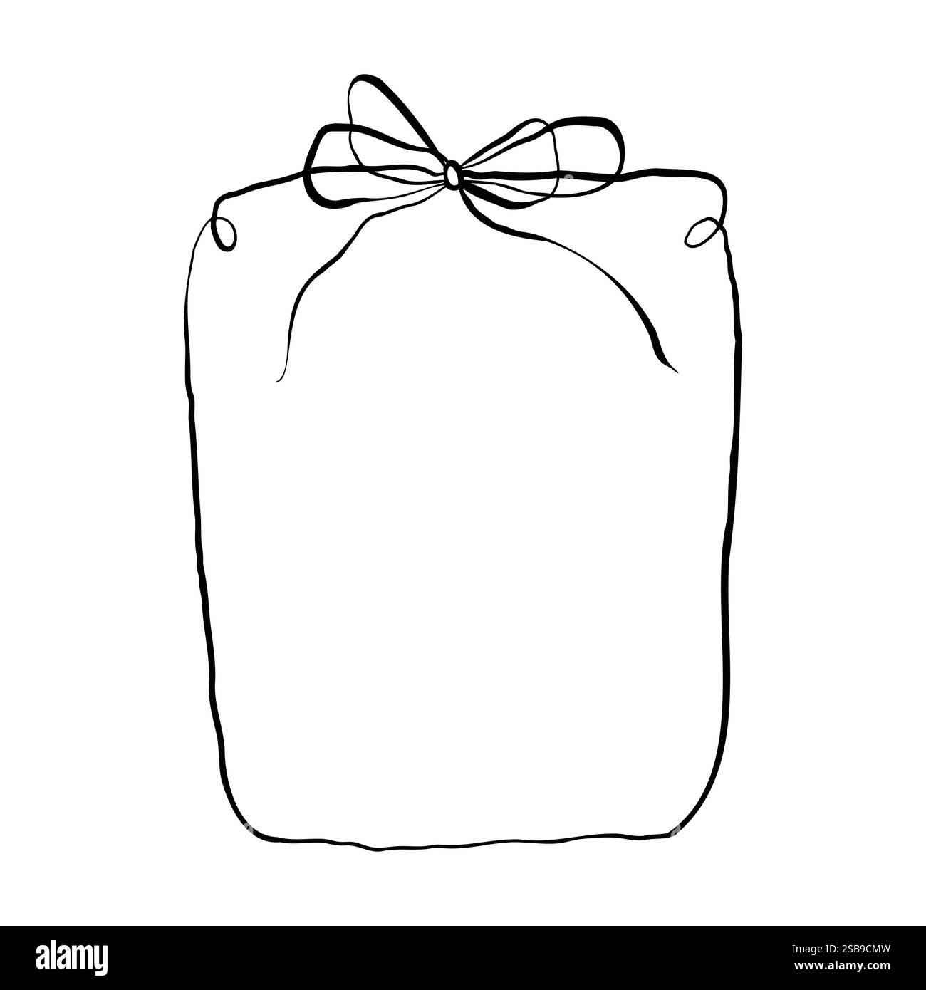 Whimsical rectangular border frame with bow ribbon hand drawn scribble ...