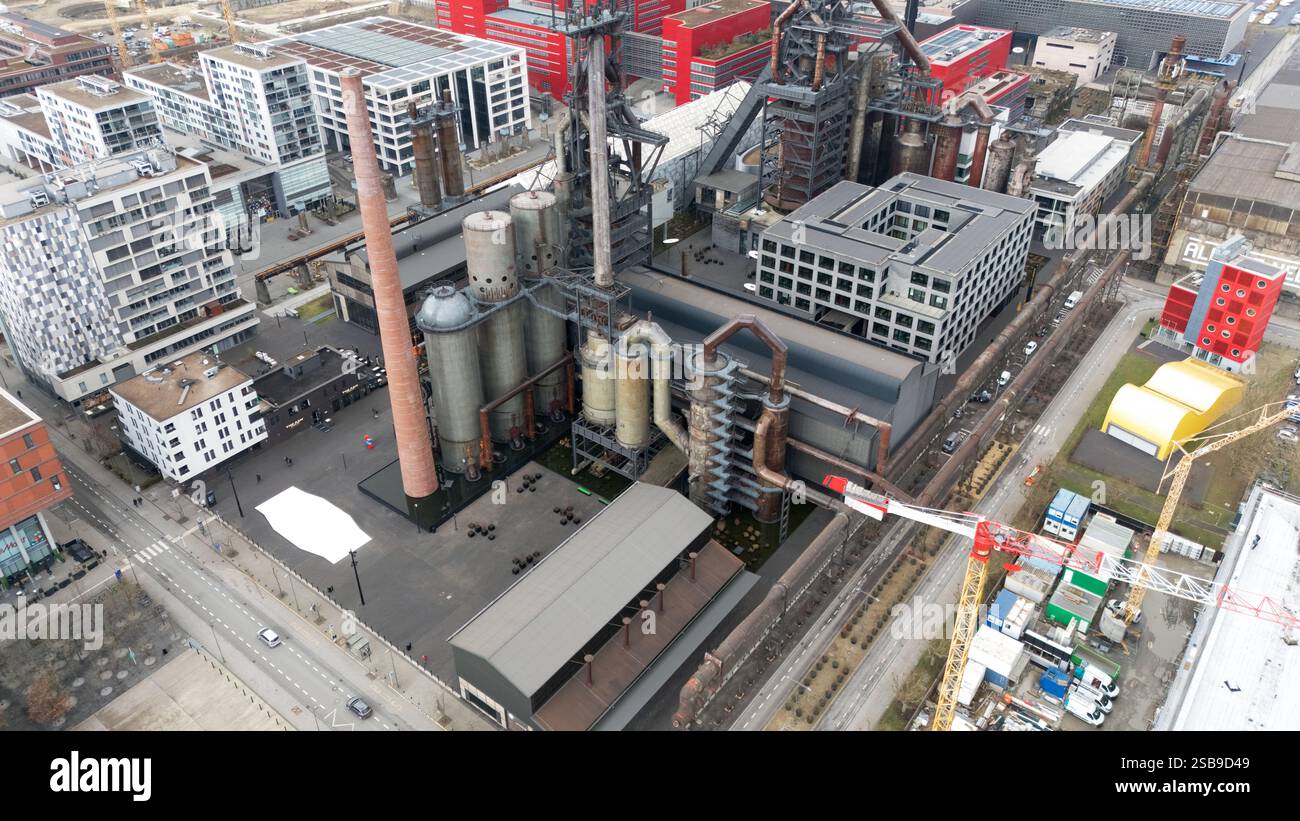 High-angle aerial view of Esch-sur-Alzette, Luxembourg, featuring ...