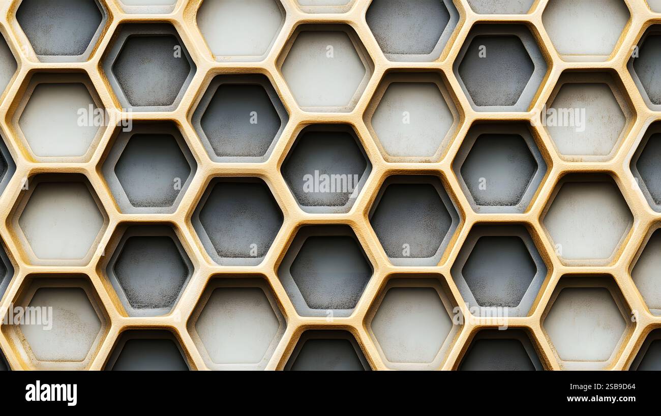 Sleek and modern metallic accented monochromatic honeycomb geometric ...