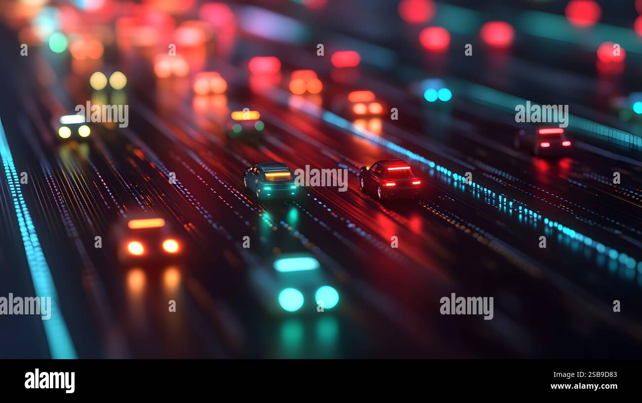 Futuristic 3D depicting an intelligent traffic flow management system ...